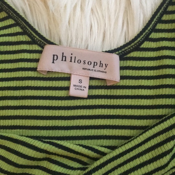 Philosophy | Tops | Philosophy Green Black Striped Tank W Buttons ...
